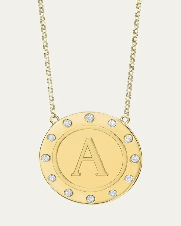 TRACEE NICHOLS 14k Gold Initial Token Diamond Necklace - A