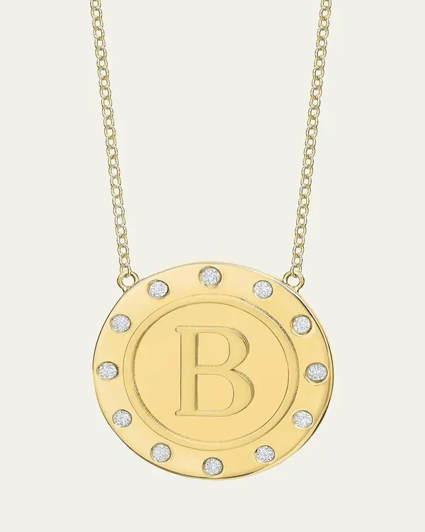 TRACEE NICHOLS 14k Gold Initial Token Diamond Necklace - B