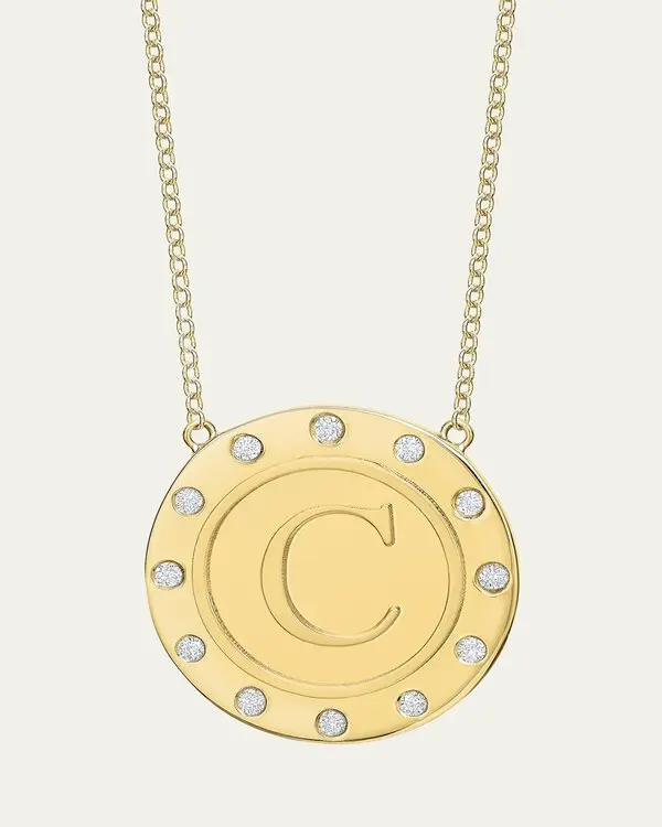 TRACEE NICHOLS 14k Gold Initial Token Diamond Necklace - C