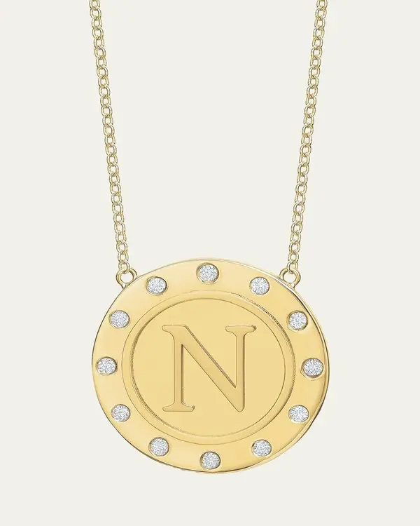 TRACEE NICHOLS 14k Gold Initial Token Diamond Necklace - N