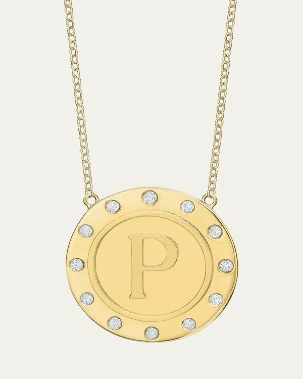 TRACEE NICHOLS 14k Gold Initial Token Diamond Necklace - P
