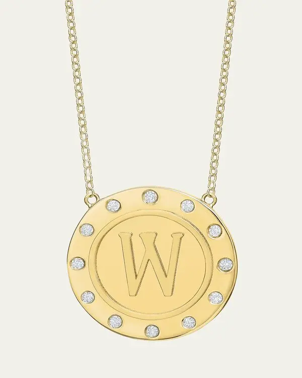 TRACEE NICHOLS 14k Gold Initial Token Diamond Necklace - W