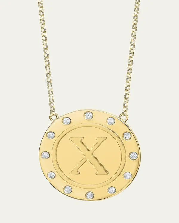 TRACEE NICHOLS 14k Gold Initial Token Diamond Necklace - X