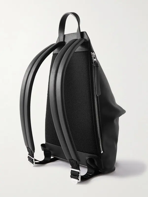 Loewe Logo-Embossed Convertible Leather Backpack - Black