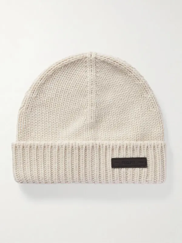 Berluti Logo-appliquéd Ribbed Cashmere Beanie - Neutrals