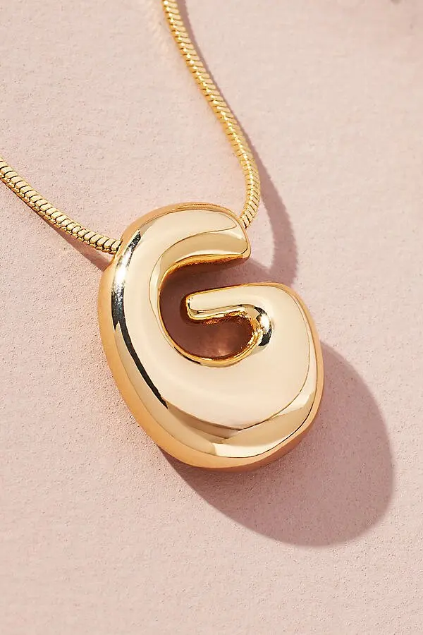 Anthropologie Bubble Letter Monogram Necklace - G