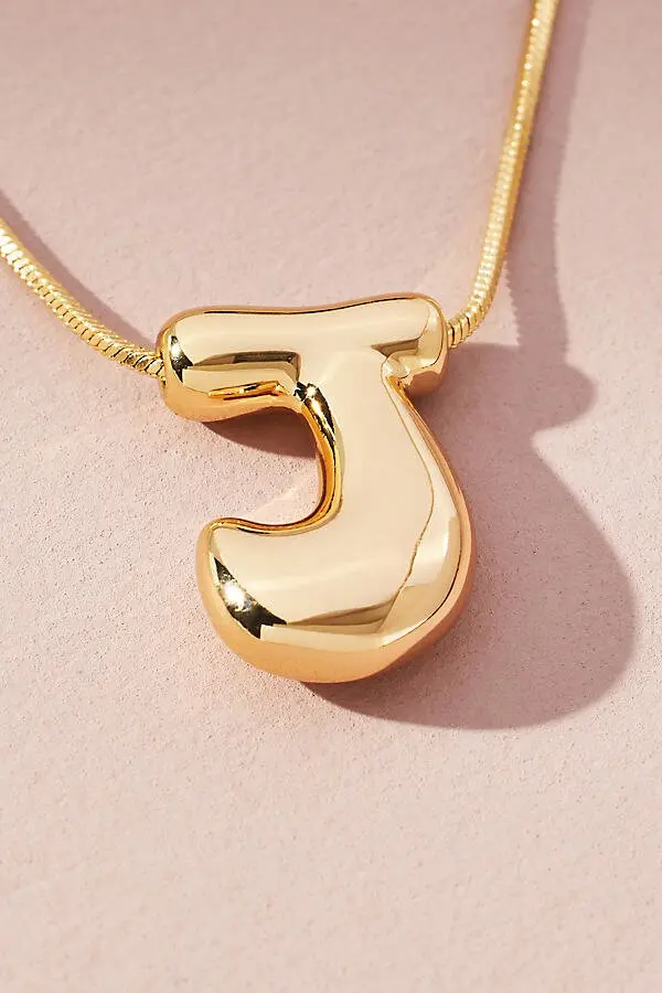 Anthropologie Bubble Letter Monogram Necklace - J