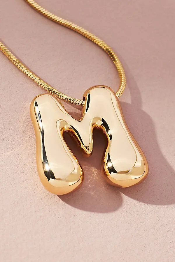 Anthropologie Bubble Letter Monogram Necklace - M