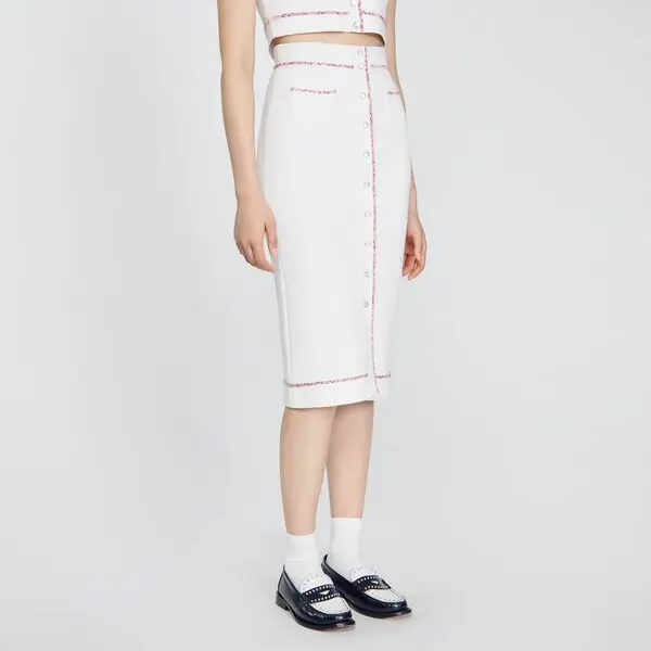 Sandro Knit Rhinestone Midi Skirt