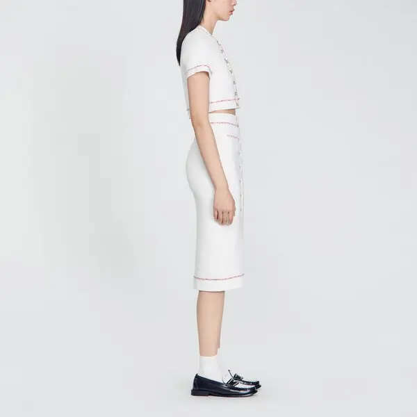 Sandro Knit Rhinestone Midi Skirt