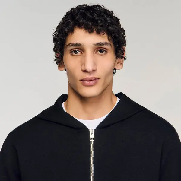 Sandro Viscose Zip-up Hoodie - Black