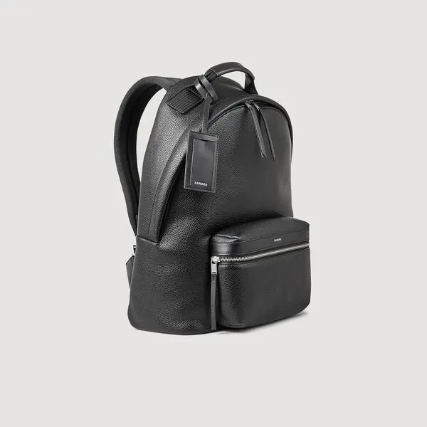 Sandro Coated Canvas Backpack - Black
