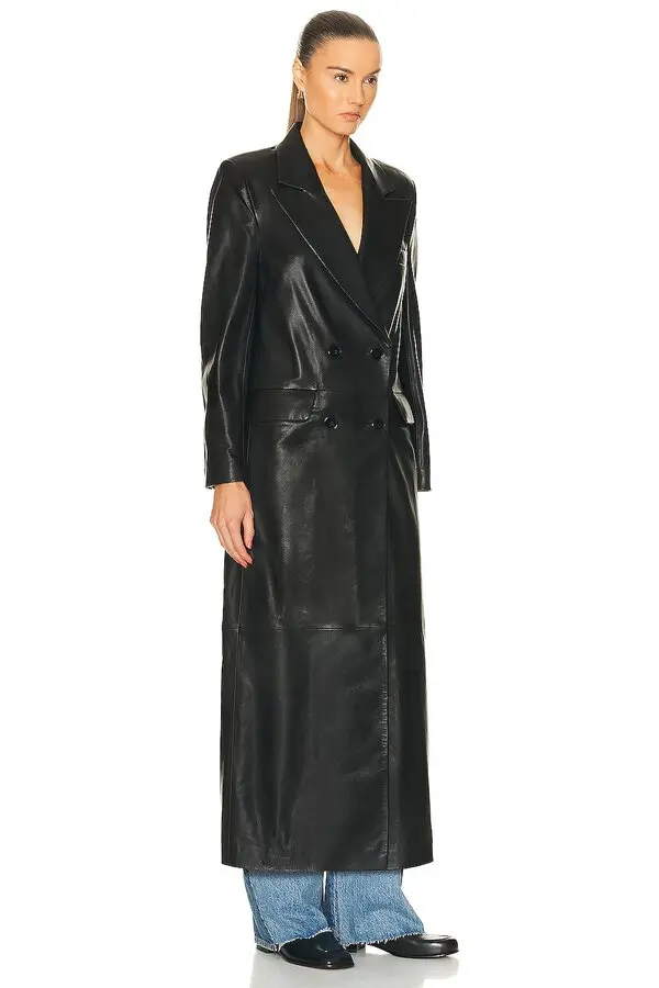 Nour Hammour Misha Long Leather Coat