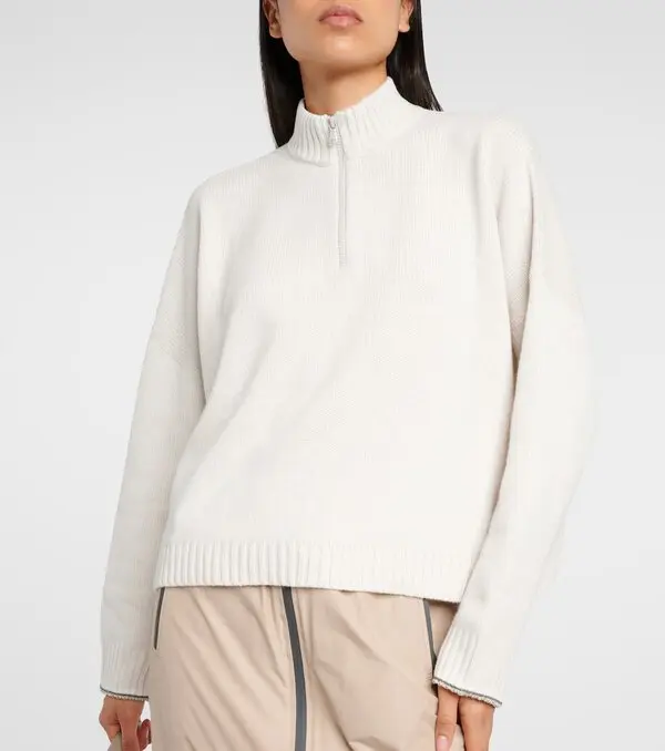 Brunello Cucinelli Wool, Cashmere And Silk Half-zip Sweater