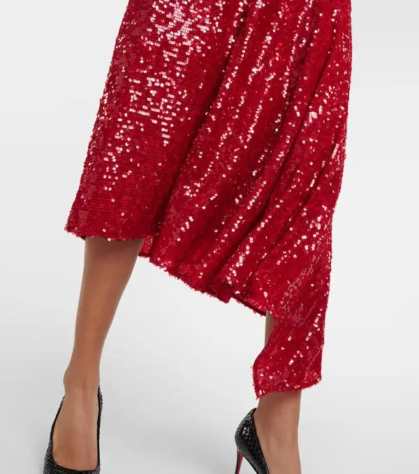 Erdem Asymmetric Sequined Midi Dress