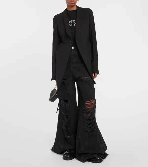 Vetements Distressed Wide-leg Jeans - Black