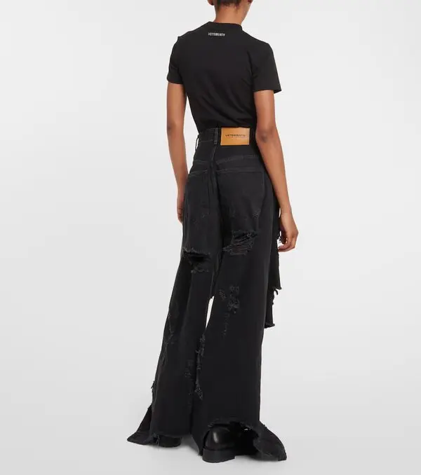 Vetements Distressed Wide-leg Jeans - Black