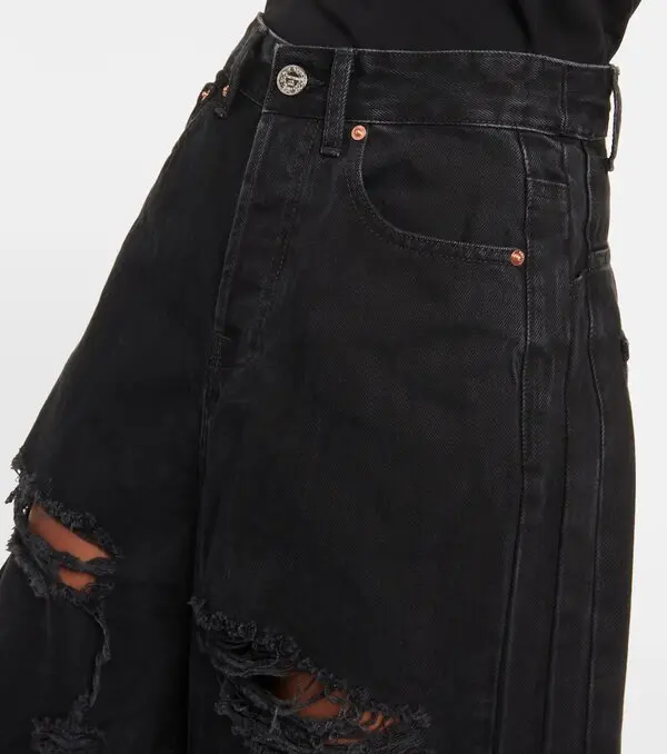 Vetements Distressed Wide-leg Jeans - Black