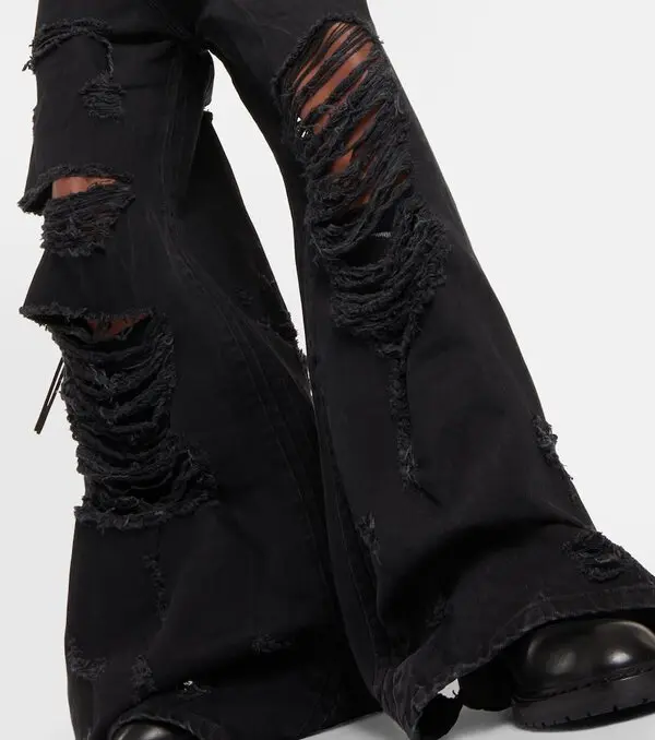 Vetements Distressed Wide-leg Jeans - Black