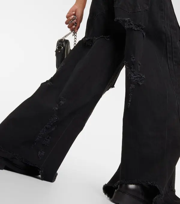 Vetements Distressed Wide-leg Jeans - Black