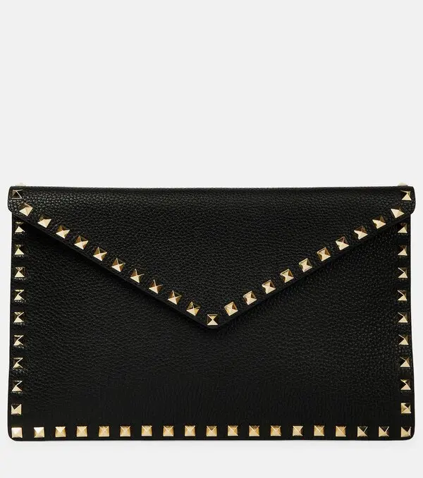Valentino Garavani Rockstud Leather Clutch - Black