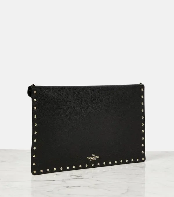 Valentino Garavani Rockstud Leather Clutch - Black