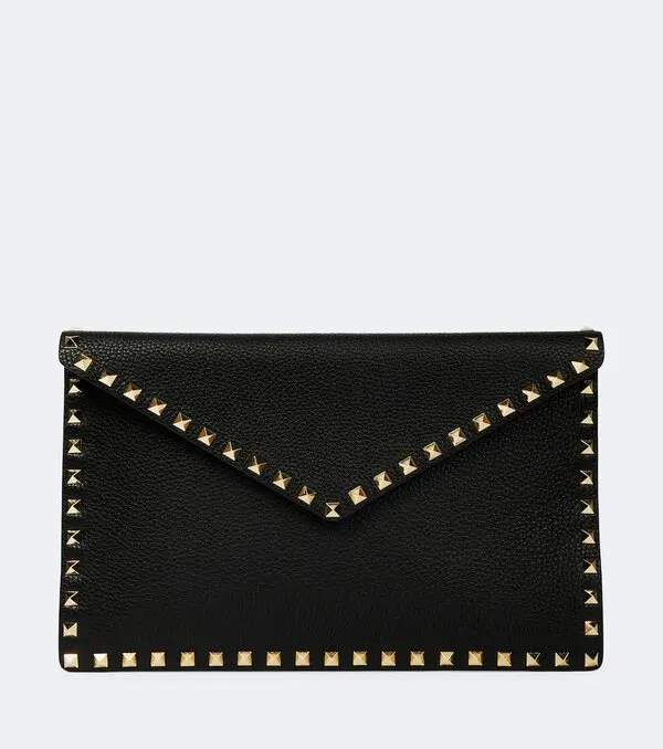 Valentino Garavani Rockstud Leather Clutch - Black