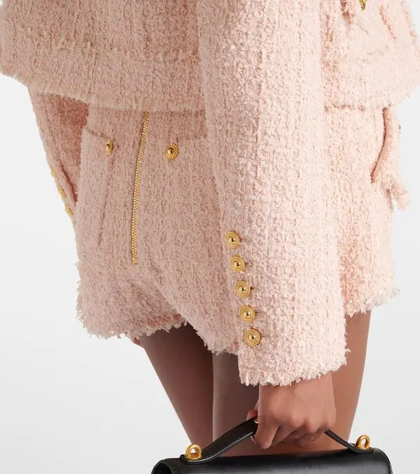Balmain Cropped Tweed Jacket - Pink