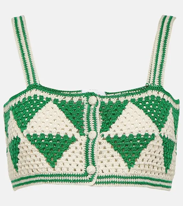 Anna Kosturova Maija Crochet Crop Top - Green