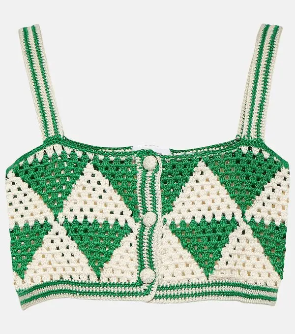 Anna Kosturova Maija Crochet Crop Top - Green