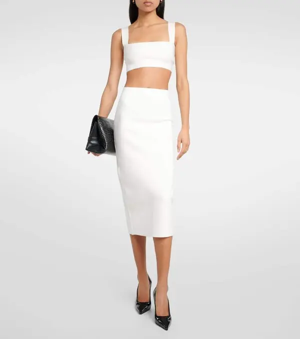 Victoria Beckham Ribbed-knit High-rise Midi Skirt