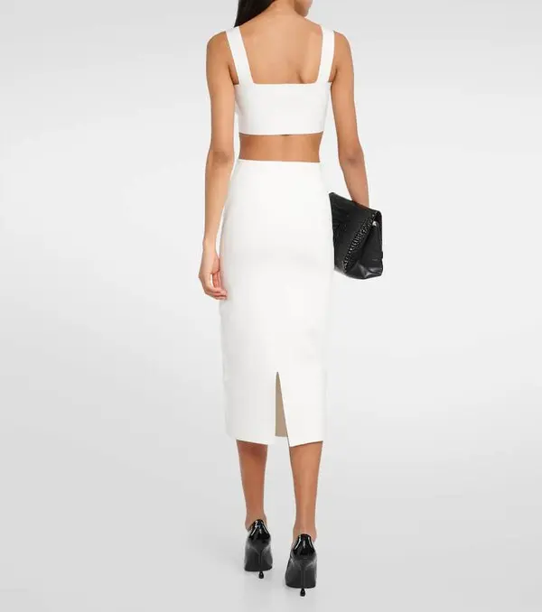 Victoria Beckham Ribbed-knit High-rise Midi Skirt