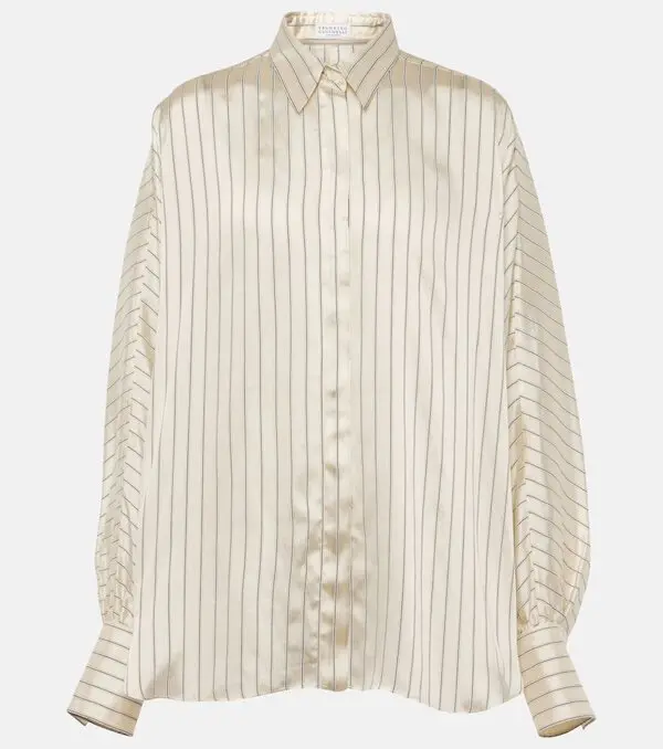 Brunello Cucinelli Striped Satin Blouse