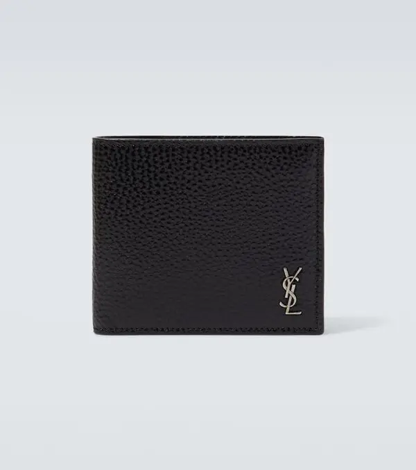 Saint Laurent Tiny Cassandre East/west Leather Wallet - Black