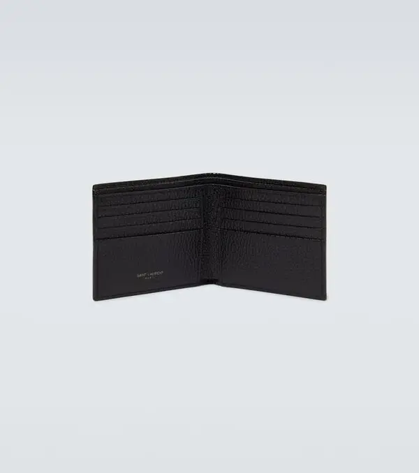 Saint Laurent Tiny Cassandre East/west Leather Wallet - Black