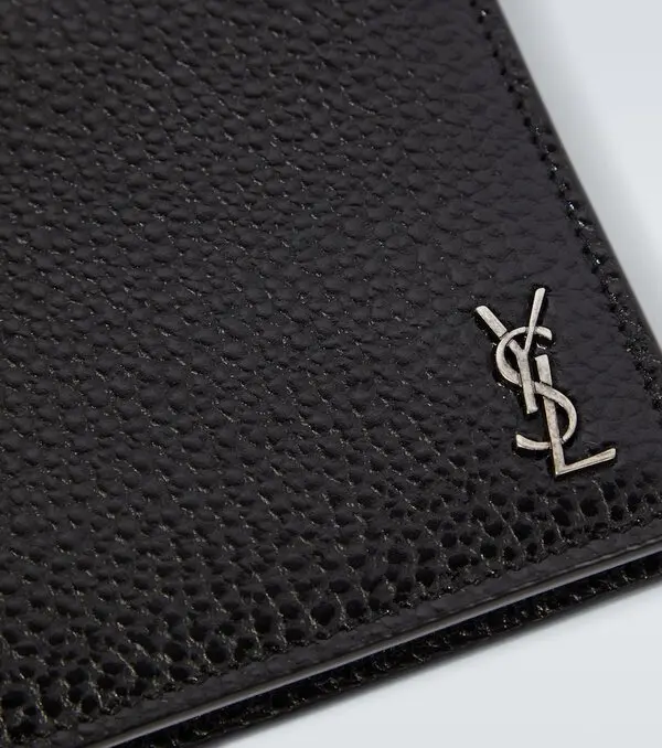 Saint Laurent Tiny Cassandre East/west Leather Wallet - Black