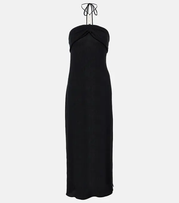 Magda Butrym Pearl-detail Halterneck Midi Dress - Black