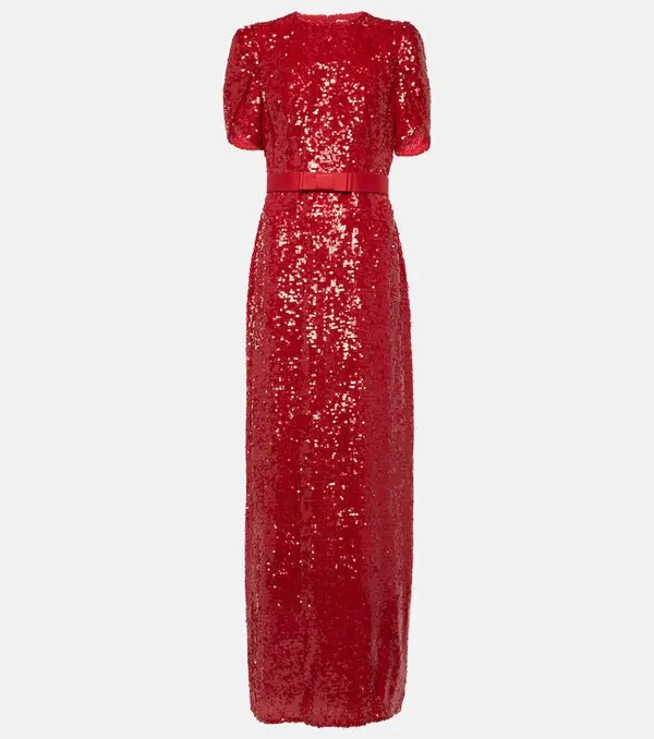Buy Erdem Bow-detail Sequined Maxi Dress - Red At 30% Off | Editorialist