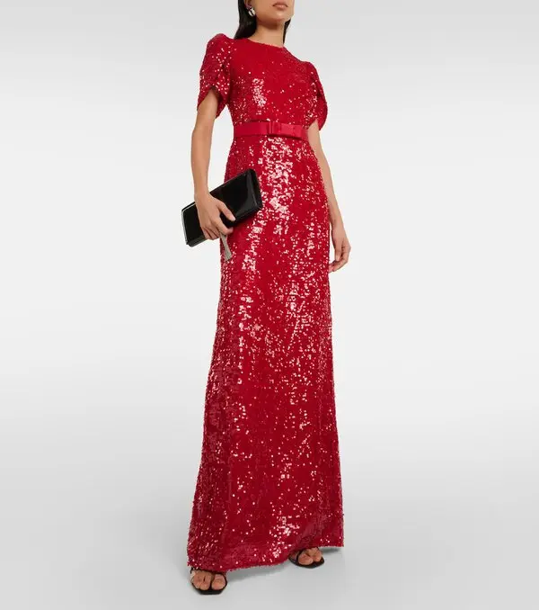 Erdem Bow-detail Sequined Maxi Dress