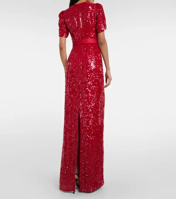 Erdem Bow-detail Sequined Maxi Dress