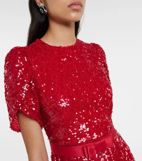 Erdem Bow-detail Sequined Maxi Dress