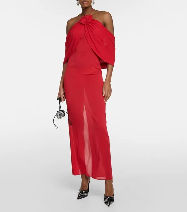 Magda Butrym Floral Silk Blend Gown - Red