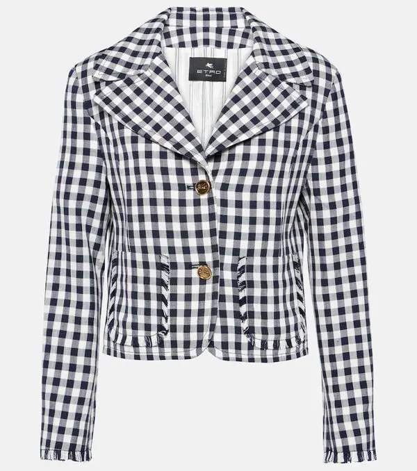 Etro Gingham Cropped Blazer - Black