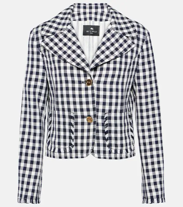 Etro Gingham Cropped Blazer - Black