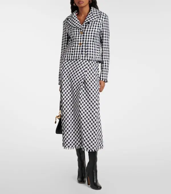 Etro Gingham Cropped Blazer - Black