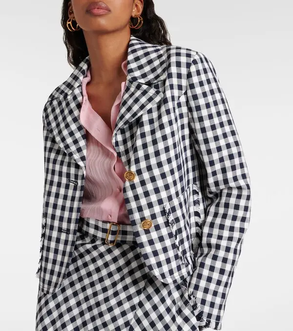Etro Gingham Cropped Blazer - Black