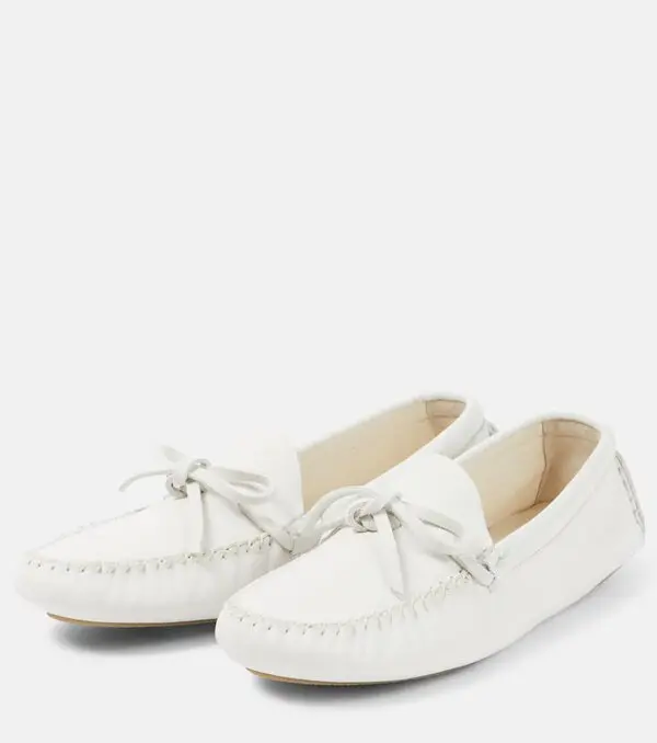 THE ROW Lucca Leather Moccasins - White