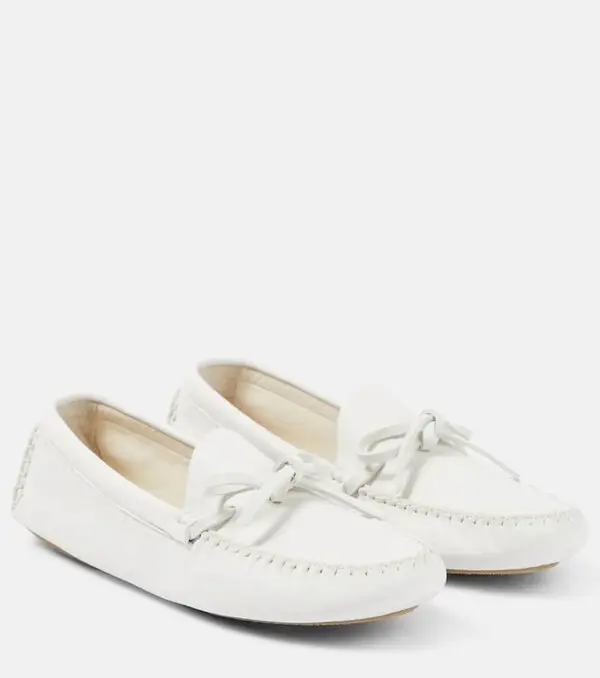 THE ROW Lucca Leather Moccasins - White