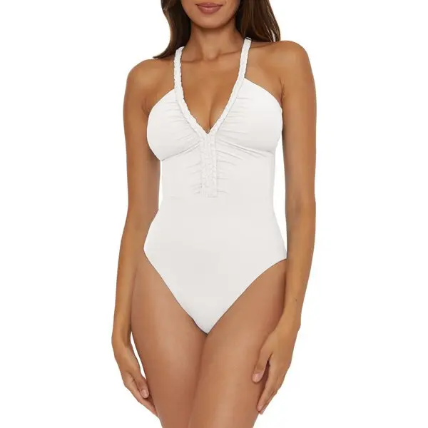 SOLUNA Braid Trim One-piece Swimsuit - White