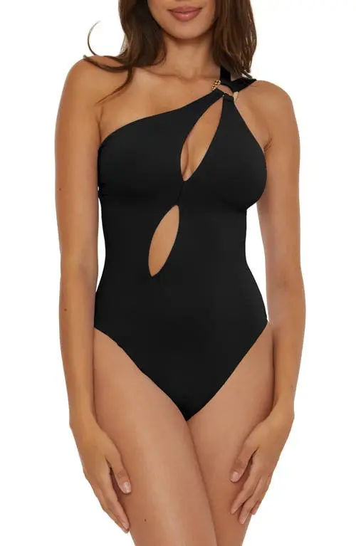 SOLUNA One-shoulder Cutout One-piece Swimsuit - Black